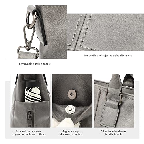 Purses for Women,Soft PU Leather Handbags ,Large Capacity Purse, Fashion Crossbody Bags, Top Handle Satchel (Grey)