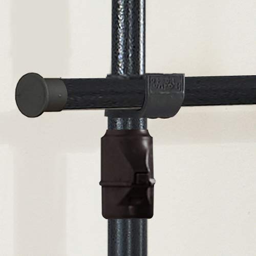 PRINCE HANGER Heavy Duty One Touch System Load 352LBS Clothing Racks for Hanging Clothes Metal Wardrobe Closet System Garment Tension Rod Free Standing Black Width Adjustable PHUS-0022