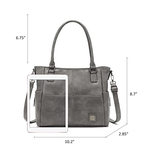 Purses for Women,Soft PU Leather Handbags ,Large Capacity Purse, Fashion Crossbody Bags, Top Handle Satchel (Grey)