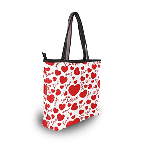 JSTEL Valentines Day Tote Bag for Women with Zipper,Heart Tote Bag Heart Purses and Handbags