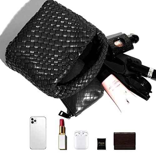 Suyechjo Woven Tote Small Crossbody Bag for Women,Quilted Purse Shoulder Bag Woven Handbag with Detachable Strap
