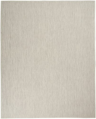 Nourison Courtyard Indoor/Outdoor Ivory/Silver 10' x 14' Area -Rug, Easy -Cleaning, Non Shedding, Bed Room, Living Room, Dining Room, Backyard, Deck, Patio (10x14)
