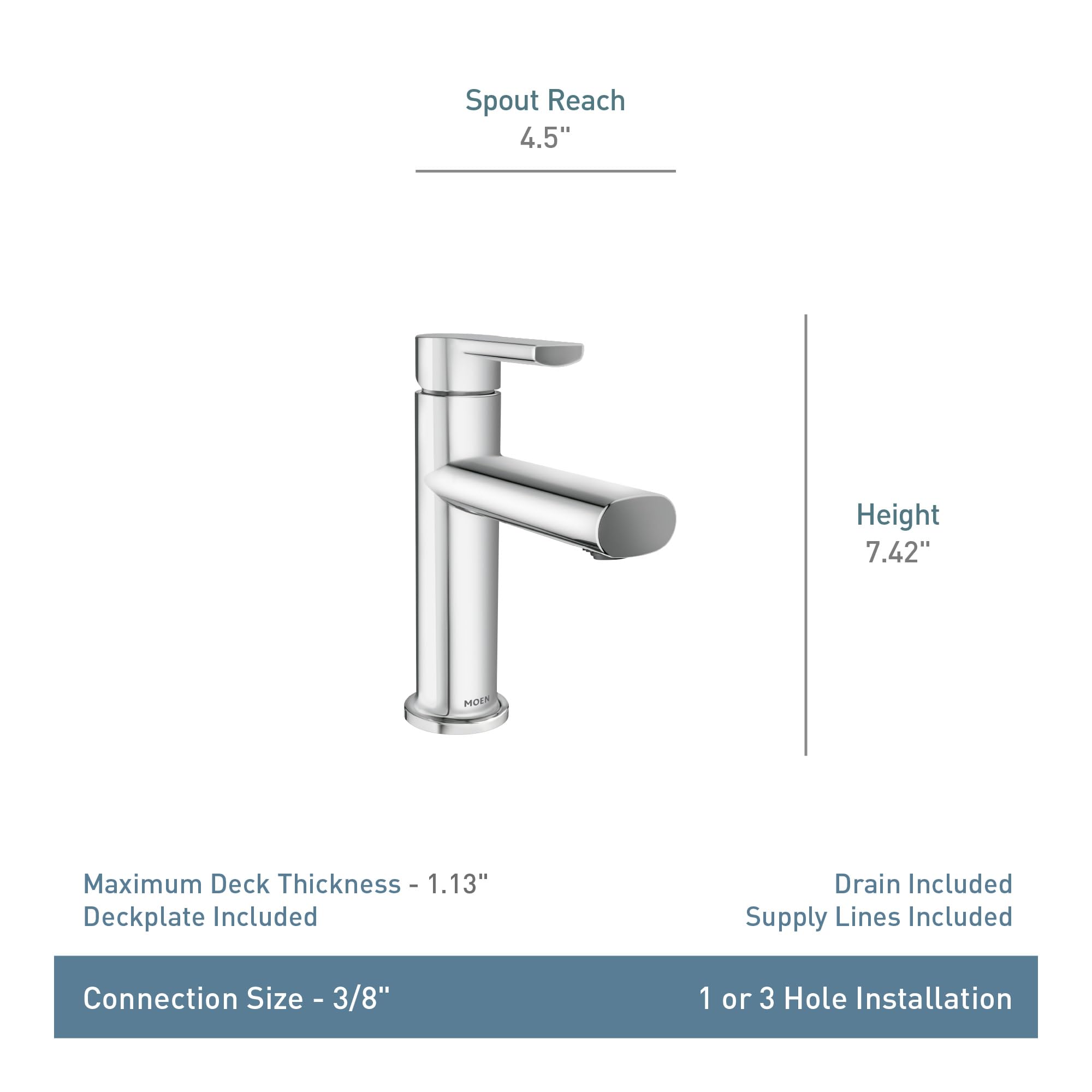 Moen Meena Bronzed Gold One-Handle Single Hole Modern Bathroom Sink Faucet with Optional Deckplate and Drain Assembly, 84794BZG