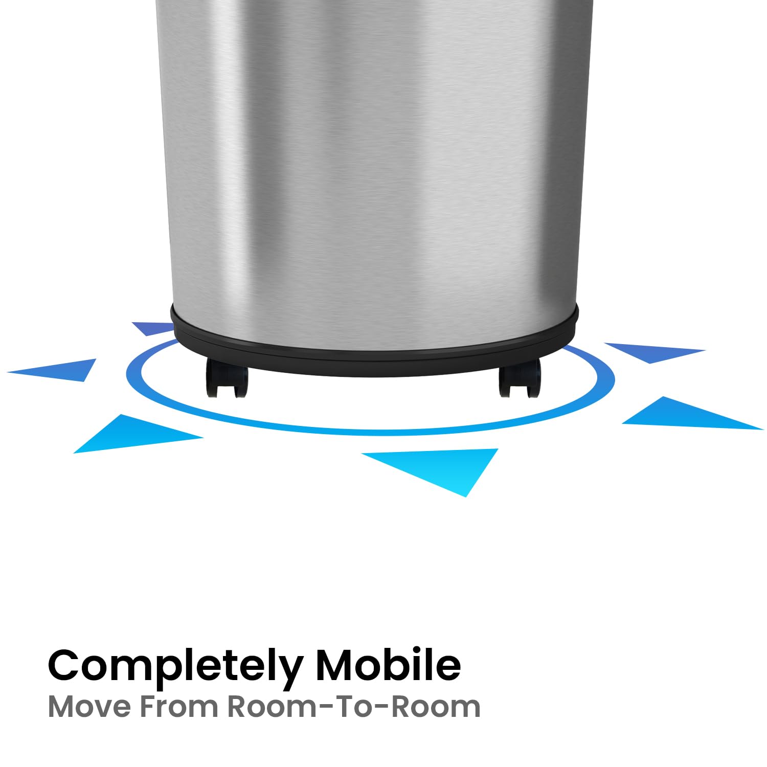 iTouchless Glide 18 Gallon Sensor Trash Can with Wheels and AbsorbX Odor Control System, Stainless Steel, 68 Liter Automatic Kitchen or Office Garbage Bin