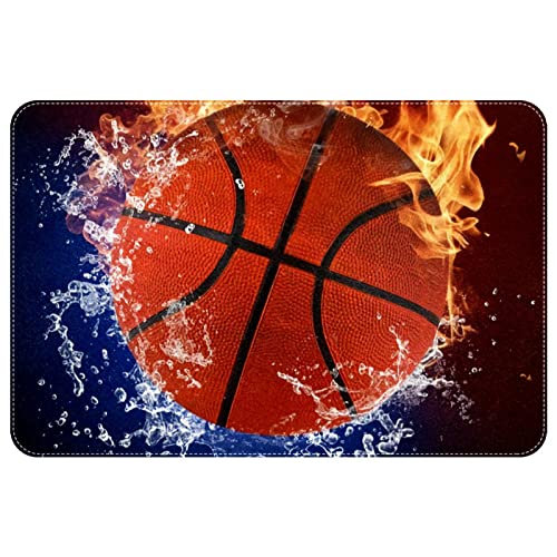 Basketball Ball in Fire Flames and Splashing, Indoor Door Mat Durable Front Door Mats Entryway Rug Non-Slip Absorbent Area Rugs Resist Dirt Rugs for Room Decor, 24"x16"