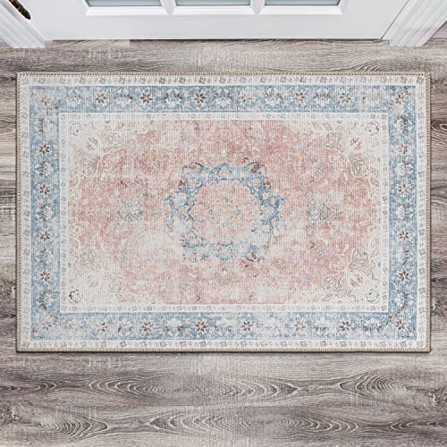 Rugshop Bohemian Distressed Stain Resistant Flat Weave Eco Friendly Premium Recycled Machine Washable Area Rug 2'1"x3' Rust