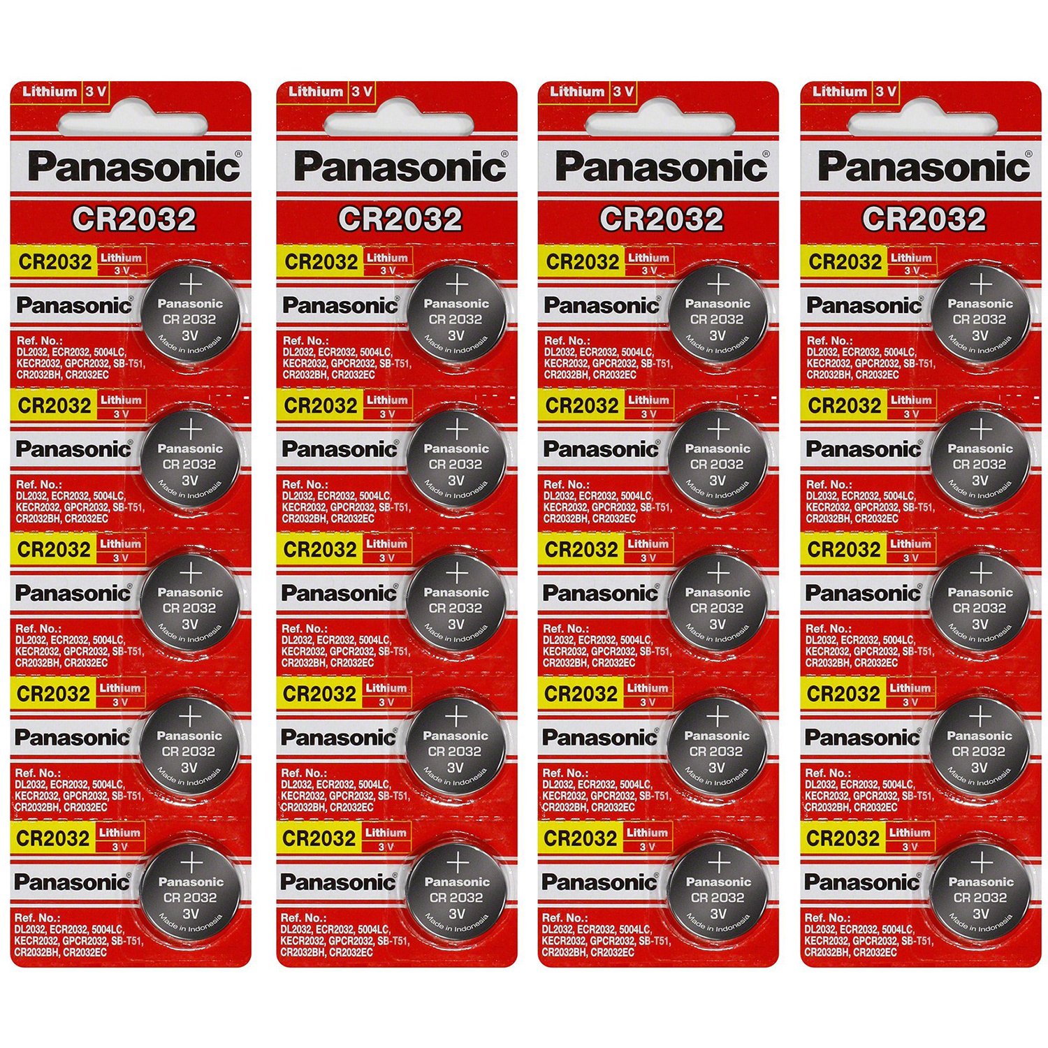 Panasonic CR2032 3 Volt Lithium Coin Battery (20 Batteries)