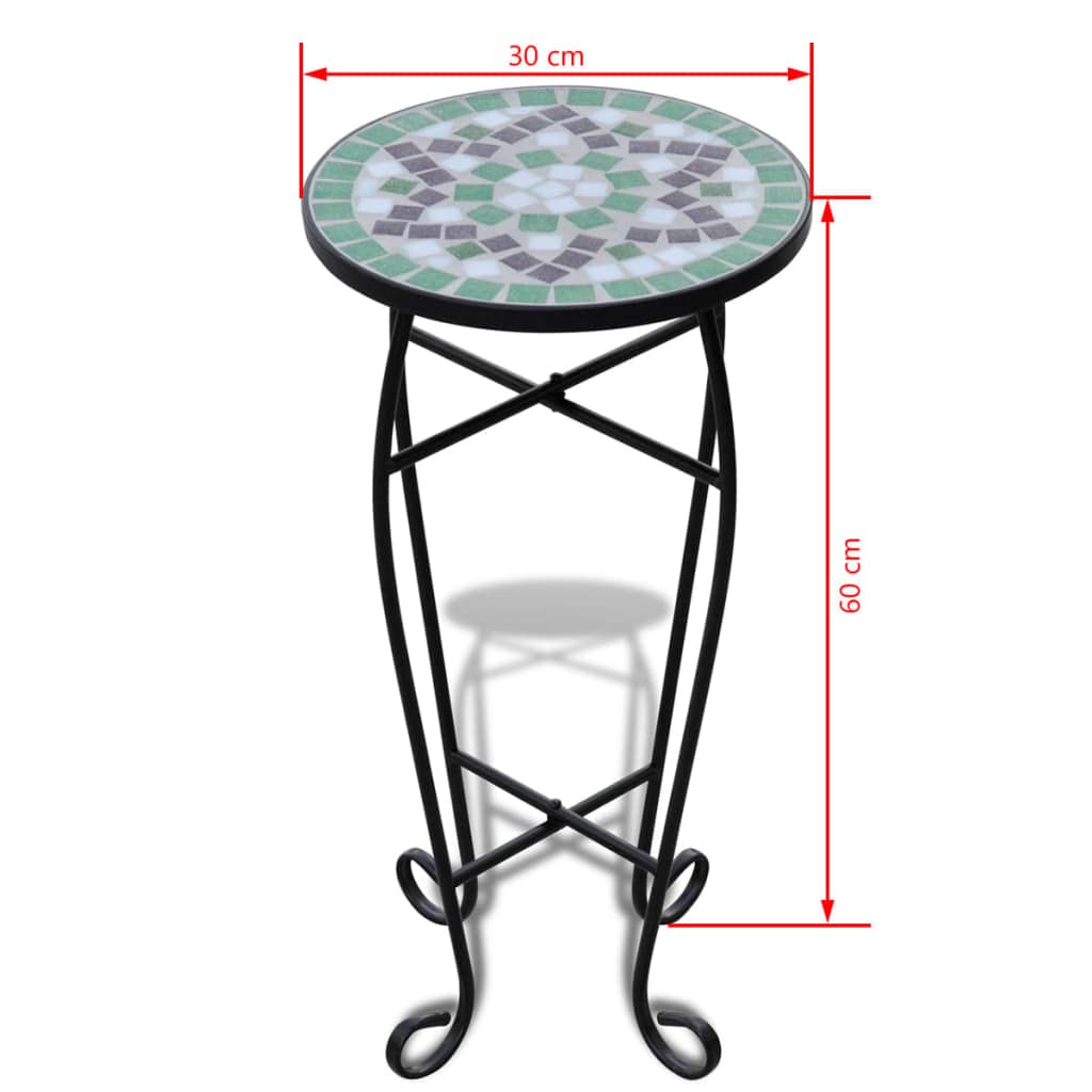 CHARMMA Mosaic Side Table Plant Table Green White-4KG