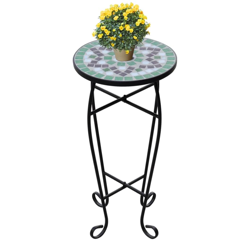 CHARMMA Mosaic Side Table Plant Table Green White-4KG