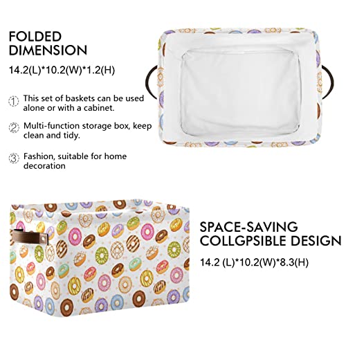 Kigai Doughnut Storage Bins for Shelves, Storage Basket with Double Handle, Foldable Storage Cubes with Metal Frame, Rectangular Closet Organizer Containers for Home Bedroom