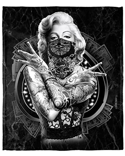 Leather Supreme Marilyn Monroe Outlaw Babe 50x60 Soft, Plush Minky Polyester Throw Blanket