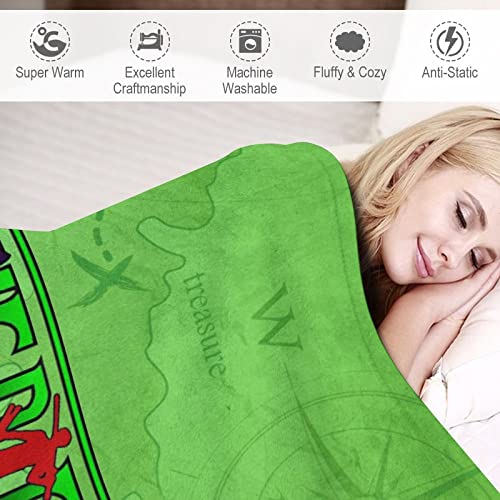 One Piece Anime Pirate Flag Zoro Flannel Throw Blanket 50x60in Japanese Anime Throw Blanket Pirate Flag Soft Blanket for Sofa Bed Couch Office Green Blanekt