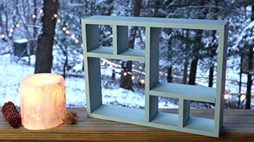 Mini Crystal Display Shelf by Shelf & Stone, Rustic Wall-Mounted Floating Shelf for Farmhouse Décor. Great Nightstand/Apothecary Shelf for Fossils, Reiki Crystals, Countertop Organizer (Patina Green)