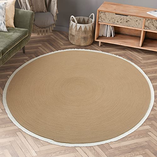 LOVSTORAGE Round Straw Floor Meditation Cushion, Hand Woven Jute Braided Rug Yoga Mat 120cm Natural Fiber Round Collection Round Natural Handmade Reversible Area Rugs for Living Room, Kitchen
