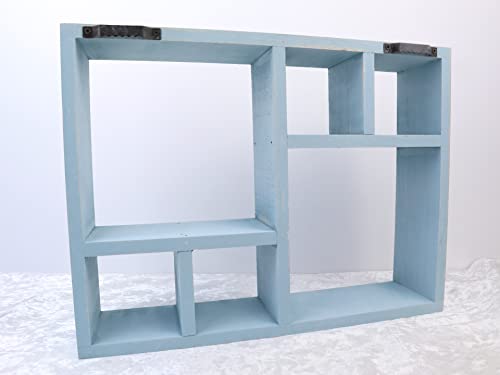 Mini Crystal Display Shelf by Shelf & Stone, Rustic Wall-Mounted Floating Shelf for Farmhouse Décor. Great Nightstand/Apothecary Shelf for Fossils, Reiki Crystals, Countertop Organizer (Patina Green)