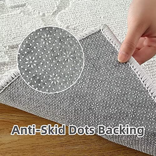 GlowSol Large Area Rug 8x10 Shag Rug for Bedroom Solid Diamond Lattice Rug Boho Moroccan Area Rug Tufted Carpet Modern Geometric Area Rug Non-Shedding Home Decoration Area Rugs, Beige