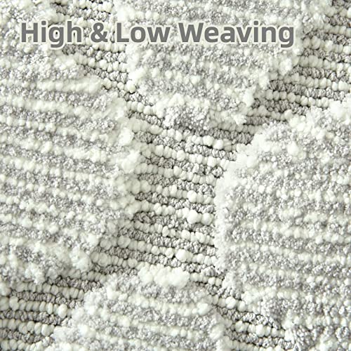 GlowSol Large Area Rug 8x10 Shag Rug for Bedroom Solid Diamond Lattice Rug Boho Moroccan Area Rug Tufted Carpet Modern Geometric Area Rug Non-Shedding Home Decoration Area Rugs, Beige