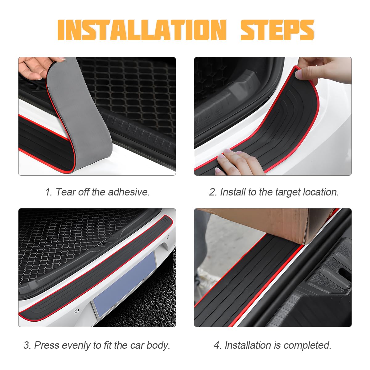 Osilly Car Rear Bumper Protector Guard, Anti-Scratch Trunk Door Protection Strip, Non-Slip Cargo Trunk Protective Guards, Universal Auto Exterior Accessories for SUV (Black, 40.9 * 3.5 inch)