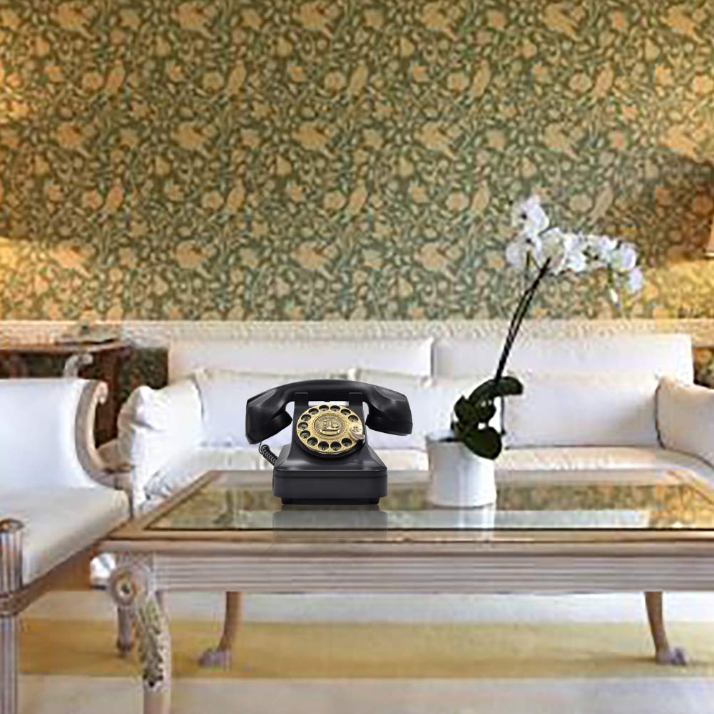 IRISVO Rotary Dial Telephone Retro Old Fashioned Landline Phones with Classic Metal Bell,Corded Phone with Speaker and Redial Function for Home and Decor(Classic Black)