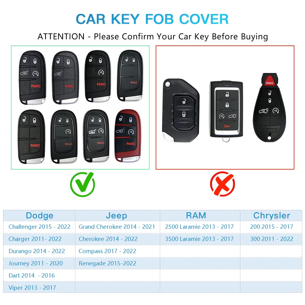 1797 for Dodge Jeep Key Fob Cover Challenger Charger Durango Journey Grand Cherokee Compass Renegade Car Key Chain Case Shell Protector TPU Red