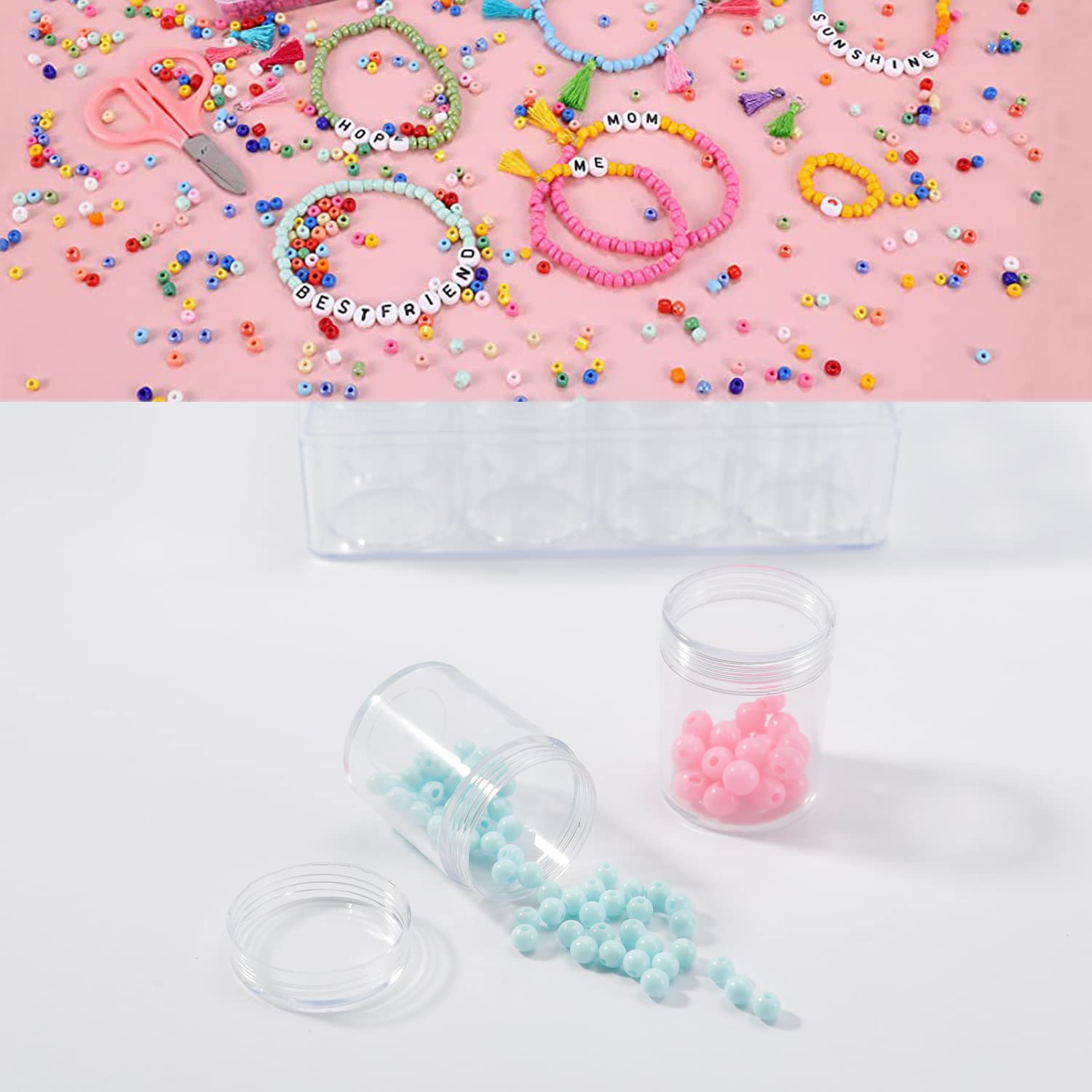 12Grids Transparent Plastic Bead Storage Organizer,6.3x4.8x2.17in Bead Storage Containers w/Lids,Ideal for Jewelry Earring Beads Sewing Pills Bead Organizing, Art and Craft Storage Bottle Jars(2-Pack)