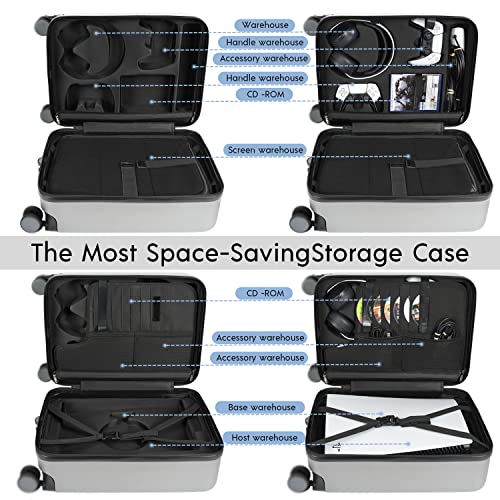 SARLAR Carrying Case Compatible with Playstation 5 Standard and Digital Editions, PS5 Hard Suitcase Travel and Storage for Console/Controllers/Monitor/Games/Headset/Charging Station/Base/Cables and All Accessories