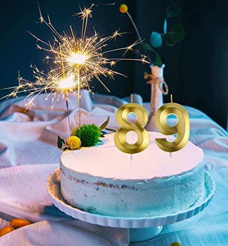 Gold 89th & 98th Birthday Candles,Gold Number 89 98 Cake Topper for Birthday Decorations Party Decoration