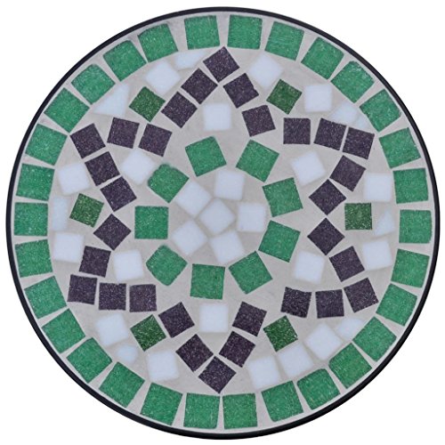SunshineFace Mosaic Side Table, Outdoor Accent Table Coffee Table Plant End Table Small Porch Table Indoor Round Ceramic Balcony Plant Table Stands(Green, 11.8")