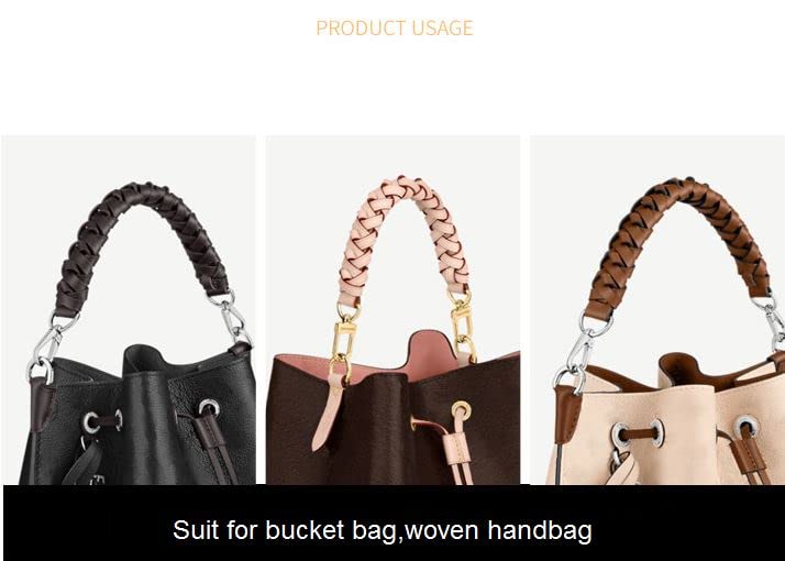 seegeeneey Genuine Leather Braided Handle for Women Handbag Suitable for Neonoe Hobo Bag Tote Bag (41cm(16''),Brown)