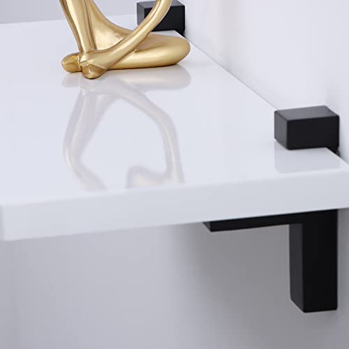 Fun Memories White Floating Shelves with Bracket, Wood Wall Shelf for Living Room, Bedroom, Kitchen, Laundry Room