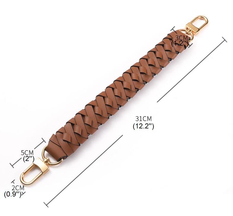 seegeeneey Genuine Leather Braided Handle for Women Handbag Suitable for Neonoe Hobo Bag Tote Bag (41cm(16''),Brown)