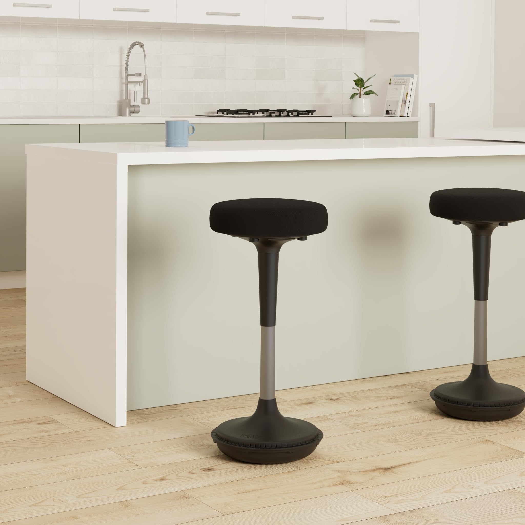 Wobble Stool Standing Desk Chair Ergonomic Tall Adjustable Height sit Stand-up Office Balance Drafting bar swiveling Leaning Perch Perching high swivels 360 Computer Adults Kids Active Sitting Black