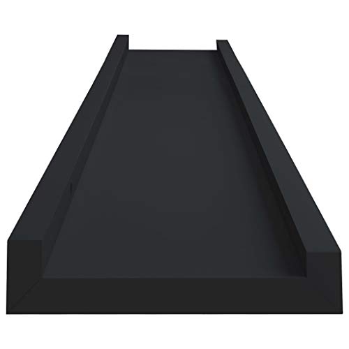 Natulvd Wall Shelves with Ledge, 31.5 Inch Floating Picture Ledge Shelf Set of 2, Narrow Wall Mounted Shelf for Decor and Display, for Bedroom, Living Room, Bathroom, Black