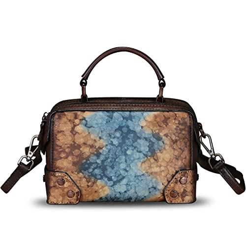 Genuine Leather Satchel for Women Purse Vintage Handmade Top Handle Handbag Retro Designer Crossbody Bag Purse (Multicolor3)