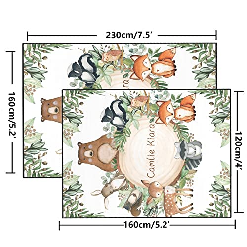 Woodland Animals Personalized Polyester Fiber Non-Slip Home Decor Carpets,Custom Area Rug Carpet Floor Mat for Bedroom Living Room Home Playroom Size 4'x5.2'