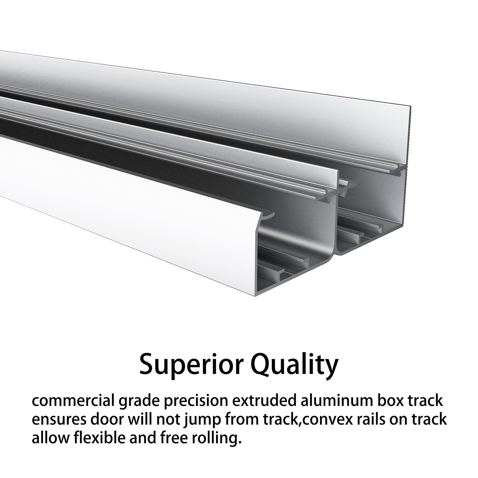 JUBEST Bypass Door Hardware 72", Aluminum Sliding Closet Door Hardware Set with Finger Pull Included, Smoothly and Quietly, for 2 Door System, Fit Door Thickness 1 3/8" or 1 3/4", Easy to Install