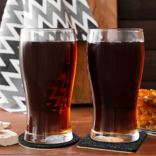 24 Pieces Felt and Cork Coasters for Drinks 4 Inch Two Sided Absorbent Felt Coasters Square and Round Drink Coasters Black for Cup Beer Glass Table Desk Furniture Protection Anti Slip