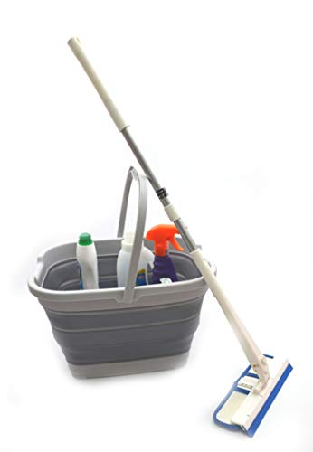 SAMMART Collapsible Rectangular Handy Basket / Bucket (15L Rectangular, Dark Grey (Set of 2))