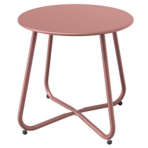 Grand patio Outdoor Side Table 18-inch Round End Table Accent Table for Bistro Balcony Apartment Rose Dawn