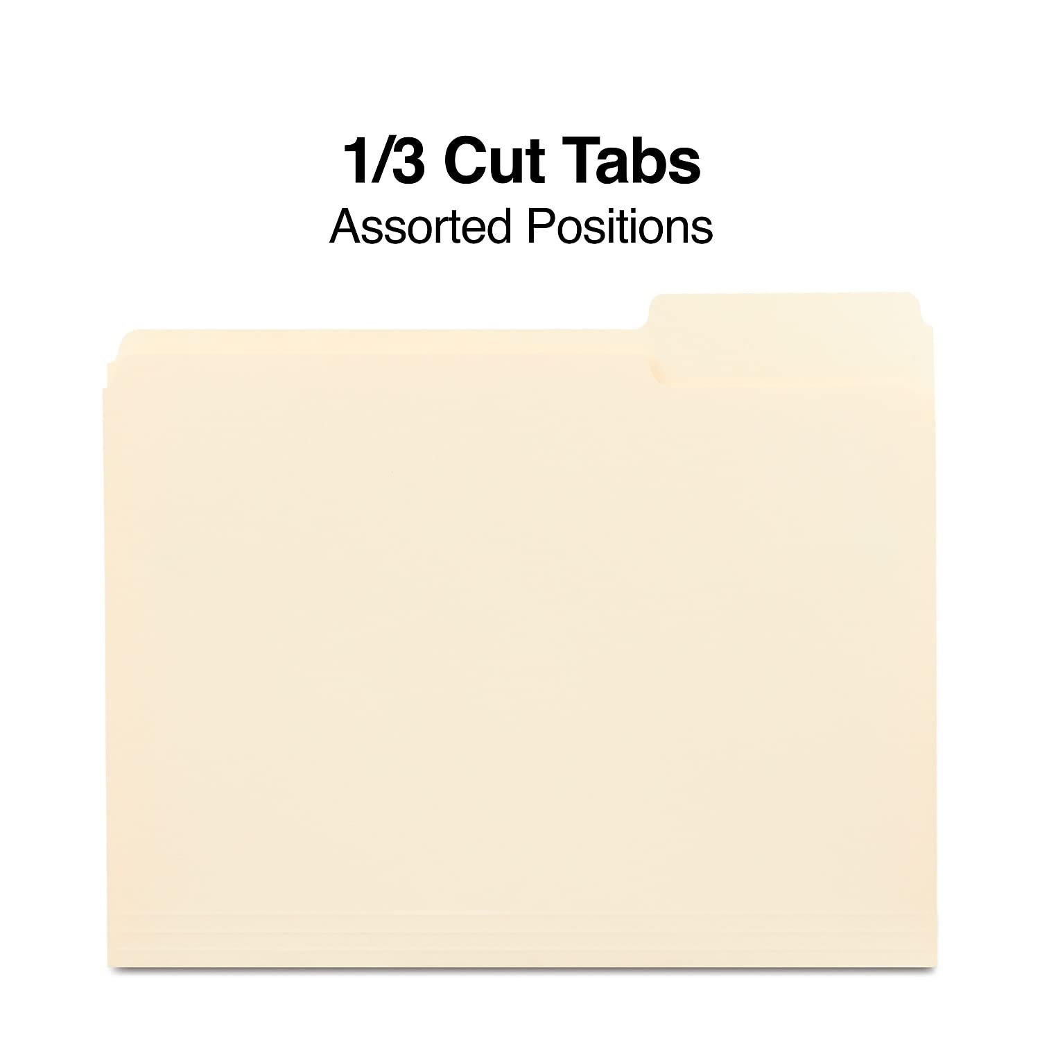 Staples 116657 Manila File Folders Letter 3 Tab Assorted Position 100/Box
