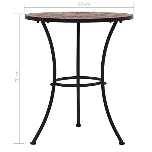 WEHUOSIF Mosaic Bistro Table,Pool Side Table,Plant Stand,Drink Table,Bar Table,Coffee Table,Lawn Table,Entrance Tables,for Garden, Patio, Lawn, Home, Indoor, Outdoor,Orange/Gray 23.6" Ceramic