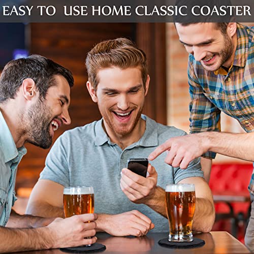 40 Pieces Round Slate Coasters Bulk, 4 x 4 Inch Black Stone Coasters Drink Coasters Bar Coasters Cup Coaster with Anti Scratch Bottom for Drinks Table Kitchen Bar Home