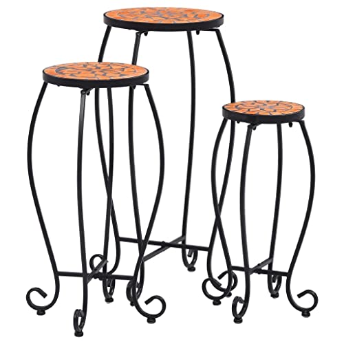 CUMYZO Mosaic Tables 3 pcs Terracotta Ceramic 11.1kg/24.42ib Plant Stands