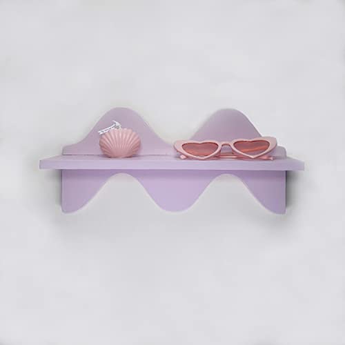 Small Floating Shelves for Wall Decor Cute Wavy Blush Pink Shelf Decorative Shelves Display Wood for Bedroom Bathroom Living Room Funky Eesthetic Maximalist Kawaii Danish Pastel Preppy room decor