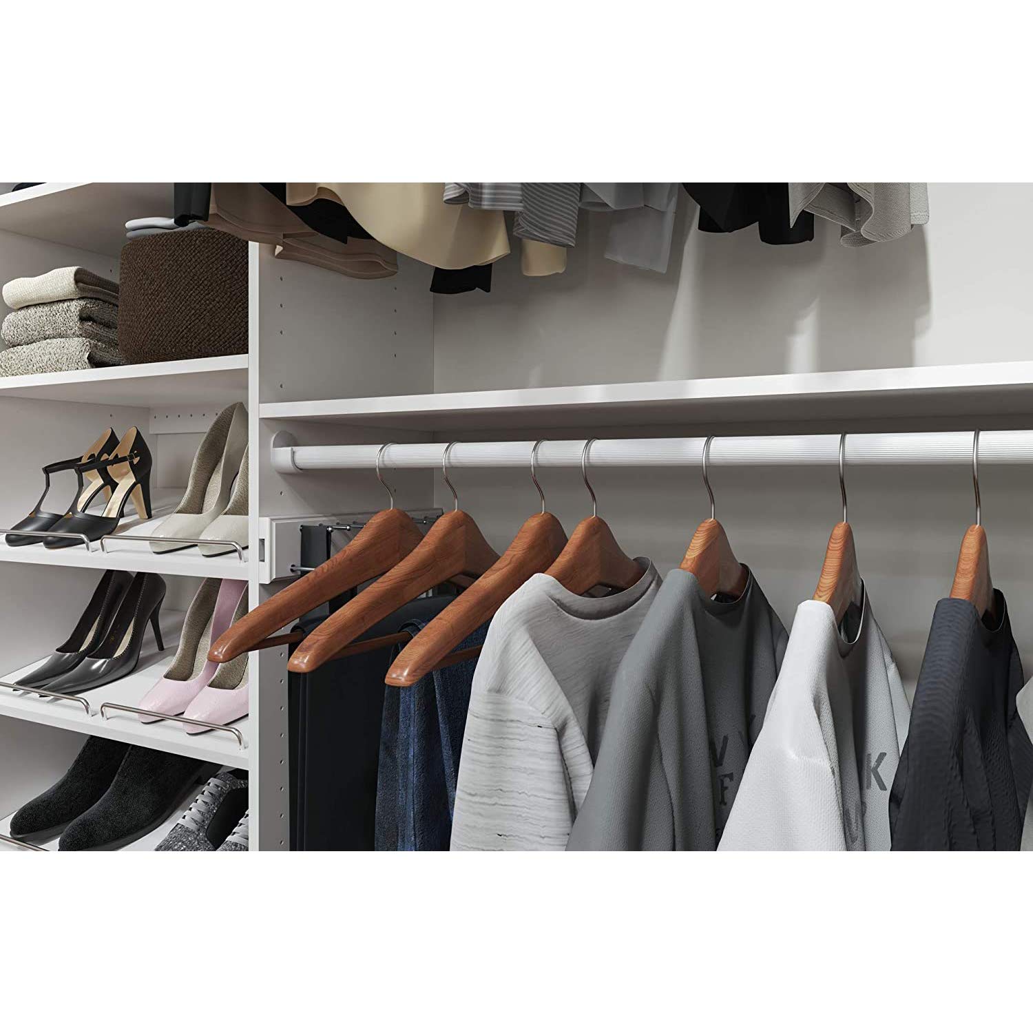 Easy Track PH45-WH Dual Tower Closet Storage Wall Mounted Wardrobe Organizer Kit System with Shelves and Drawers for Bedroom in White with Hardware