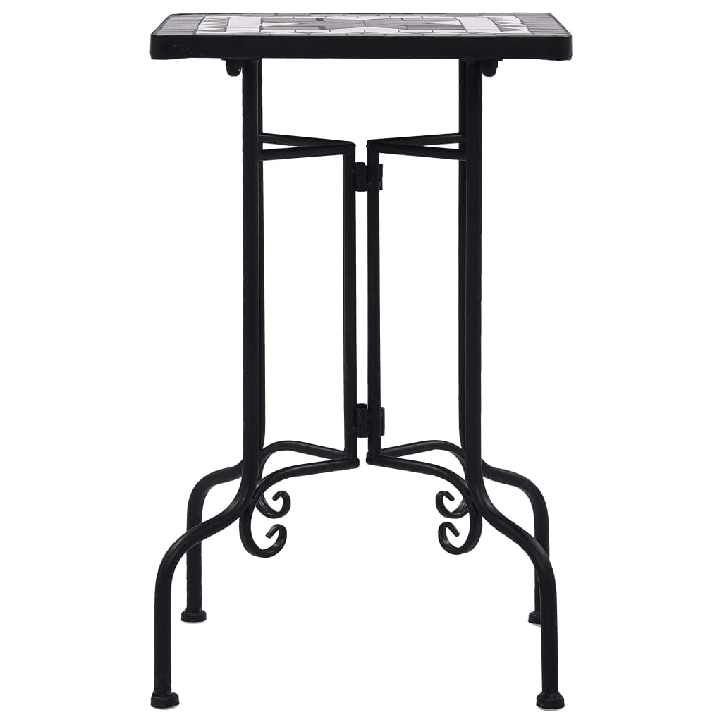 QZZCED Plant Display Tbale,Outdoor Mosaic Side Table with Ceramic Table Top,Outdoor Accent Table, Outdoor Patio Furniture,Indoor End Table for Patio Garden,Mosaic Side Table (Black and White) Ceramic