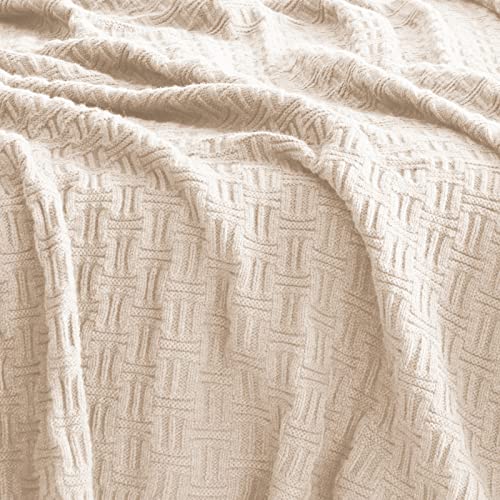 SCISCI Knit Throw Blanket Lightweight for Sofa Bed,Super Soft Warm Double Sided Blanket for Sweater Style,Blanket 50 x 60 Inch,Machine Washable Throw Blankets,Cream White
