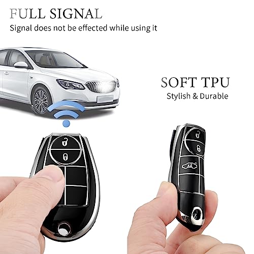 OFFCURVE for Dodge Key Fob Cover, Car Cover Case Chrysler 300 Durango Challenger Grand Caravan Journey Charger Smart Keyless Control Holder Protector Accessories, Silver Black