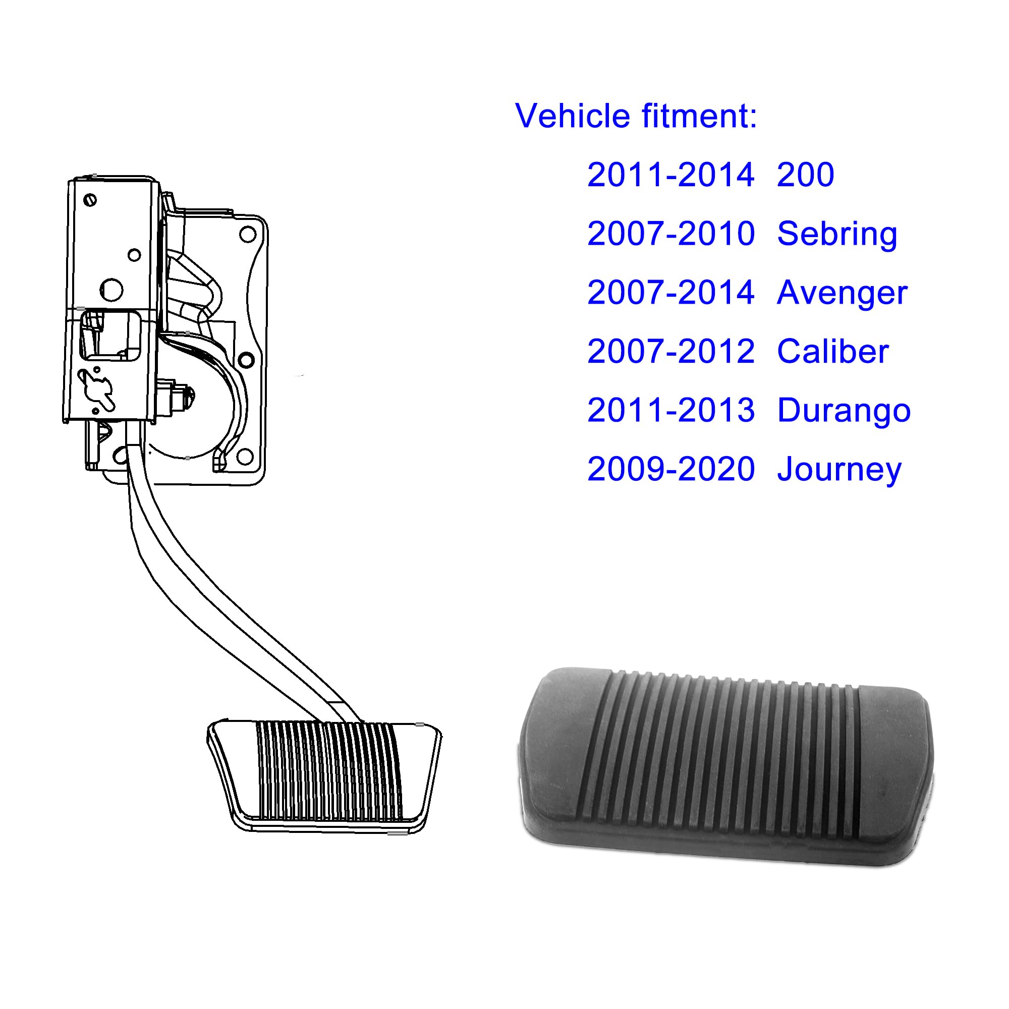 Sheisor Brake Pedal Pad, Brake Pedal Cover Compatible with Dodge 2007-2014 Avenger, 2007-2012 Caliber, 2011-2013 Durango, 2009-2020 Journey, 2011-2014 200, 2007-2010 Sebring (for Automatic Only)