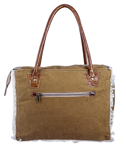 VINTAGE CRAFTS Bags Sel De Mer Upcycled Canvas Hand Bag Upcycled Canvas & Cowhide Tote Bag Radiant Leather Bag